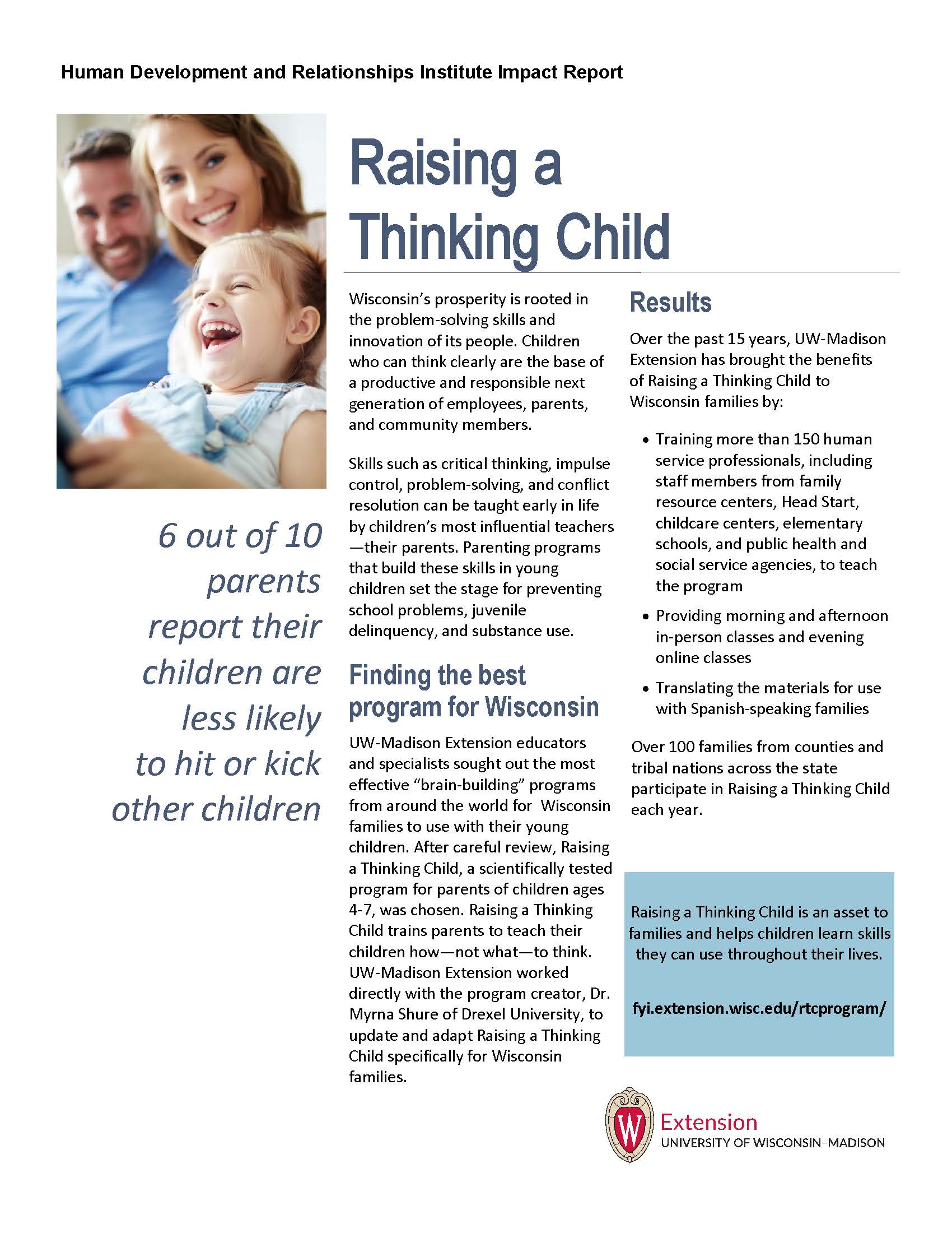 Raising a Thinking Child Impact Report – Parenting and Family Relationships